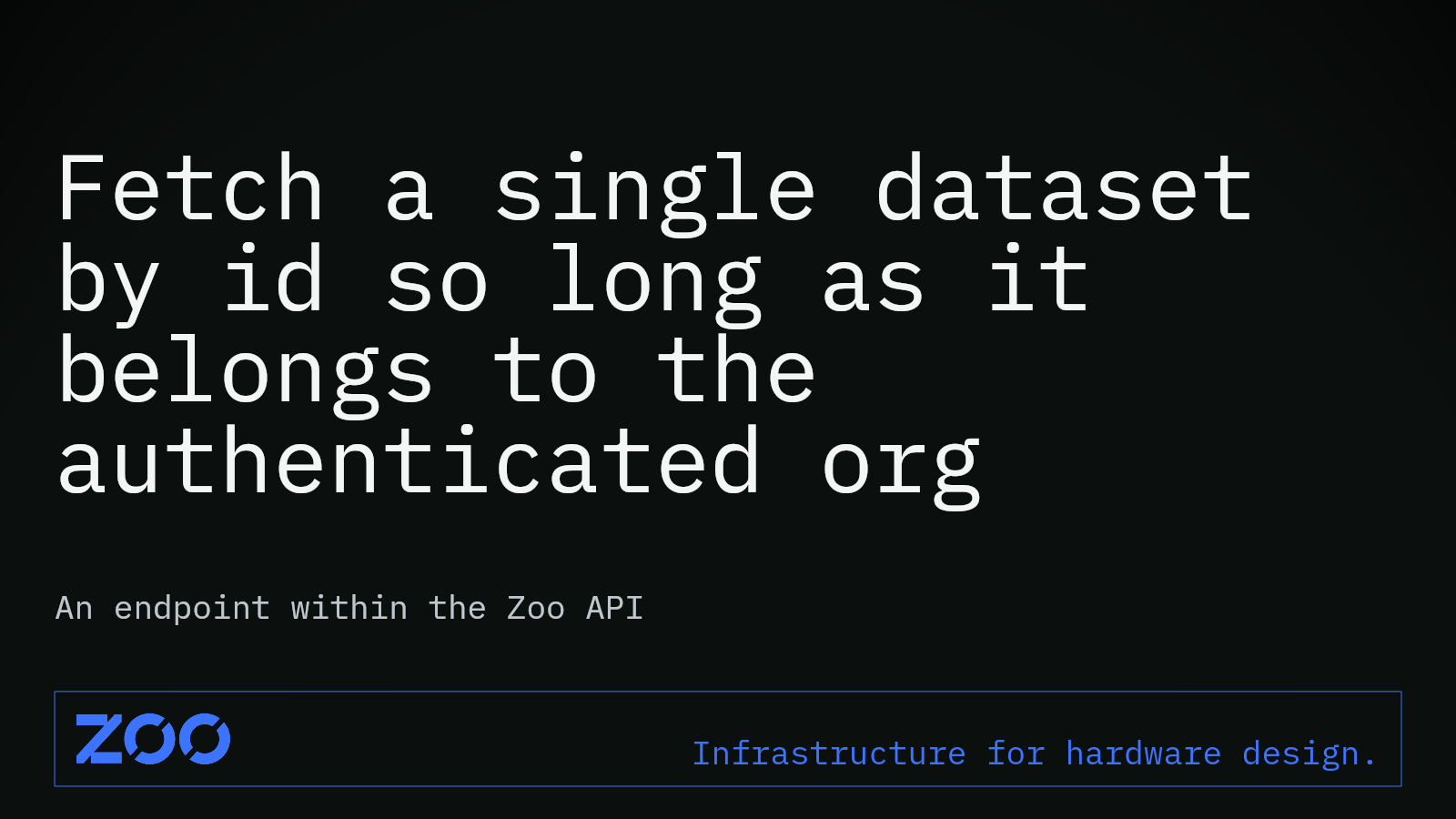 Fetch a single dataset by id so long as it belongs to the authenticated ...