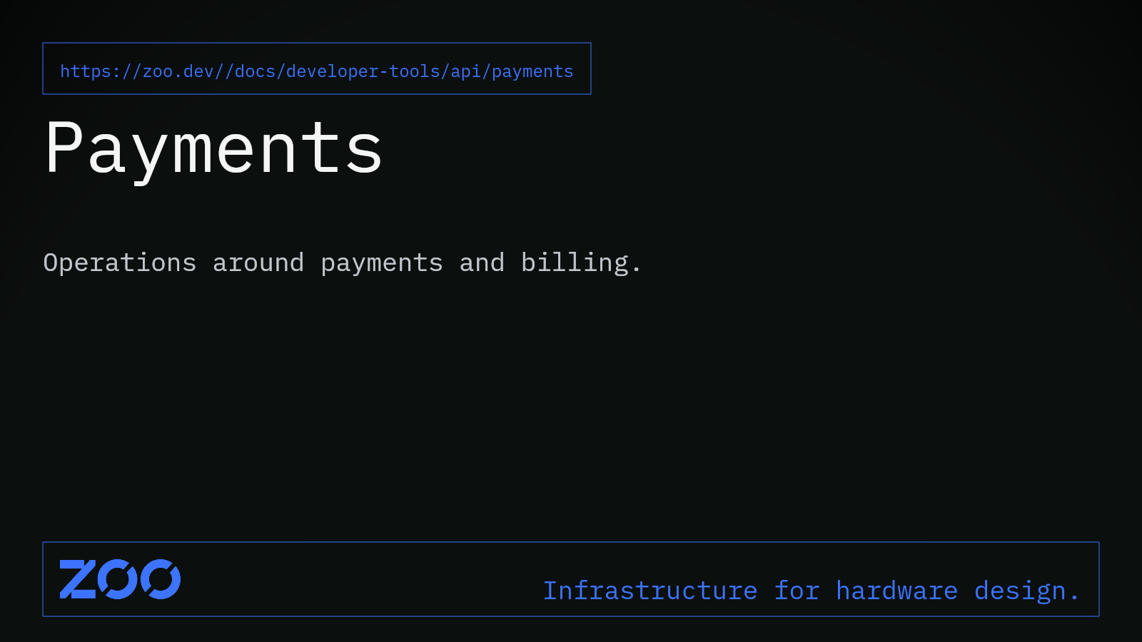 Payments | Zoo