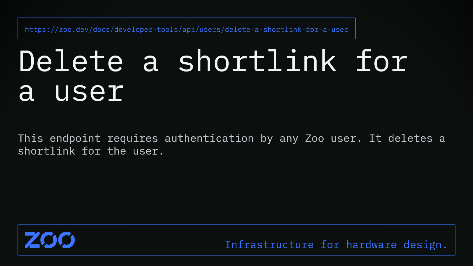 Delete a shortlink for a user | Zoo