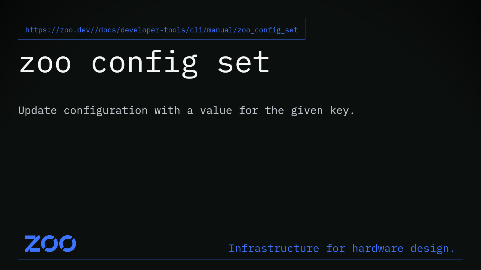 zoo config set | Zoo